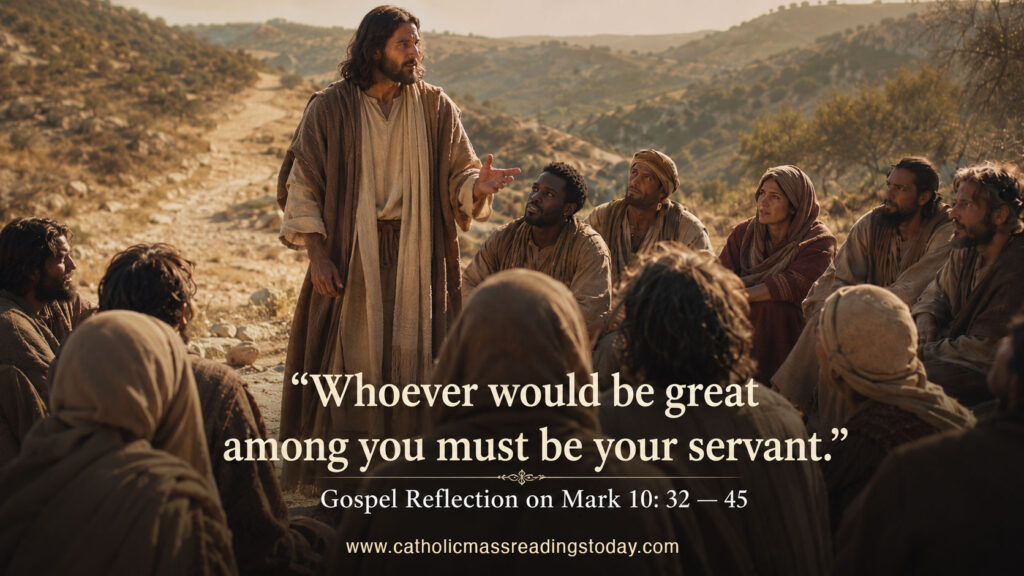 Gospel Reflection on Mark 10:32 - 45 - Catholic Mass Readings Today